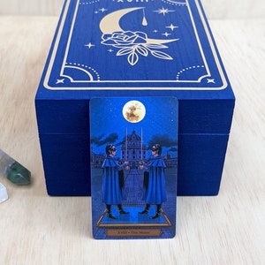 Tarot Card Box Wooden, Moon Tarot Card Deck Holder, Wood Box for ...