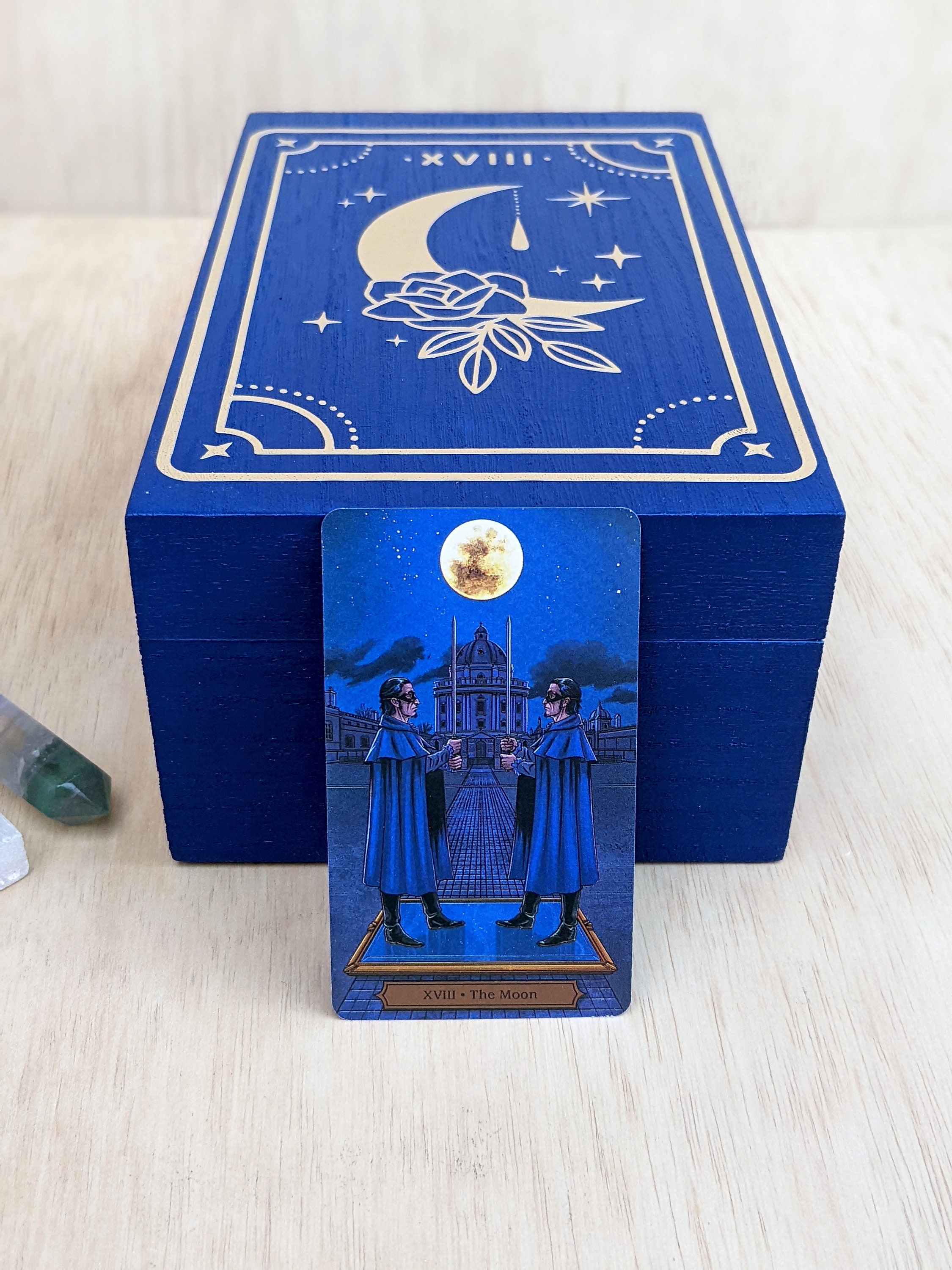 Tarot Card Box Wooden Moon Tarot Card Deck Holder Wood Box - Etsy