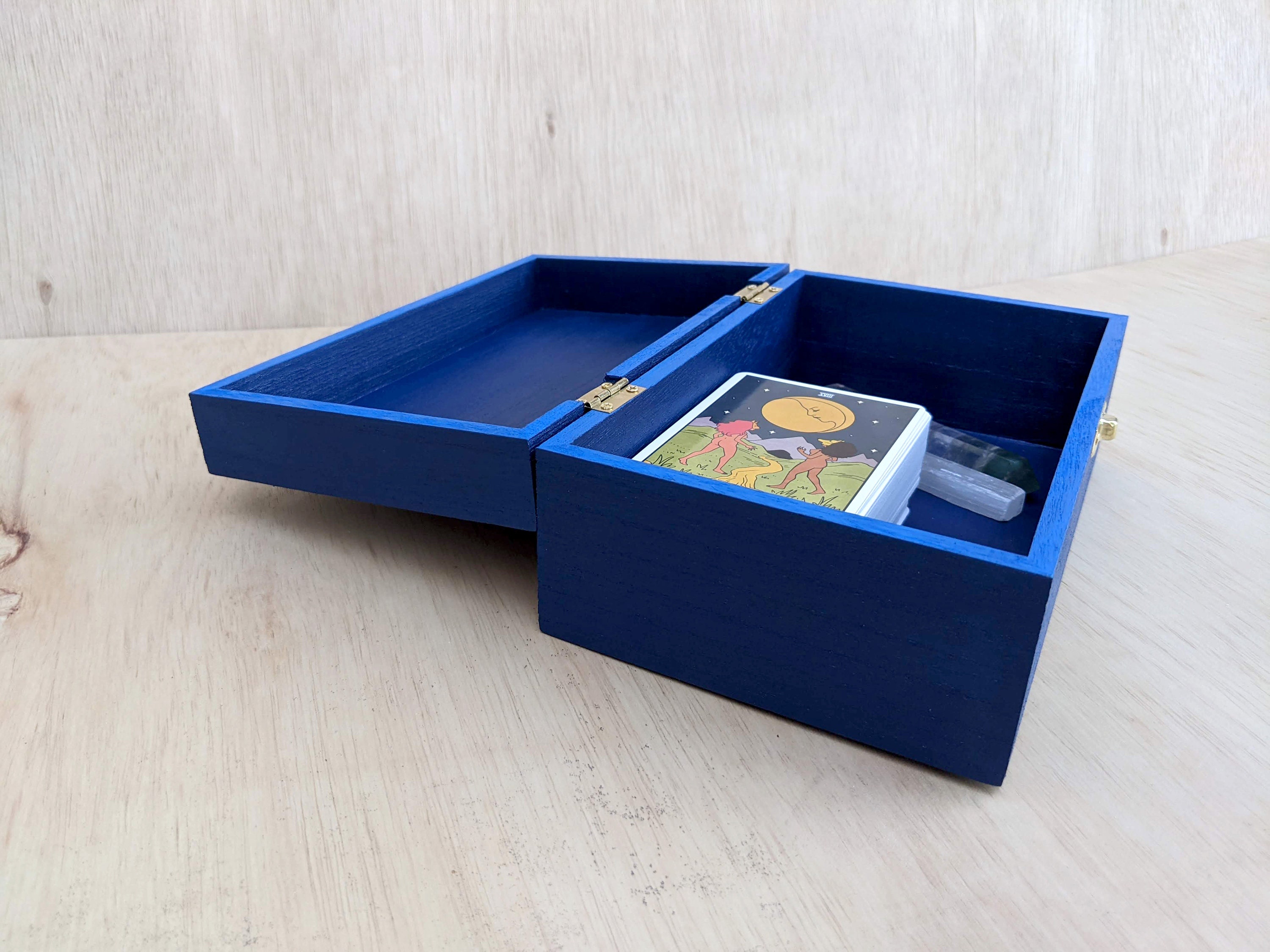 Tarot Card Box Wooden Moon Tarot Card Deck Holder Wood Box - Etsy