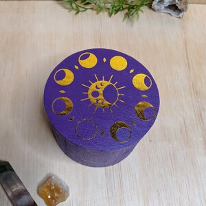 Moon Phase Wooden Box, Boho Moon Decor, Witch Stashbox, Altar Storage ...