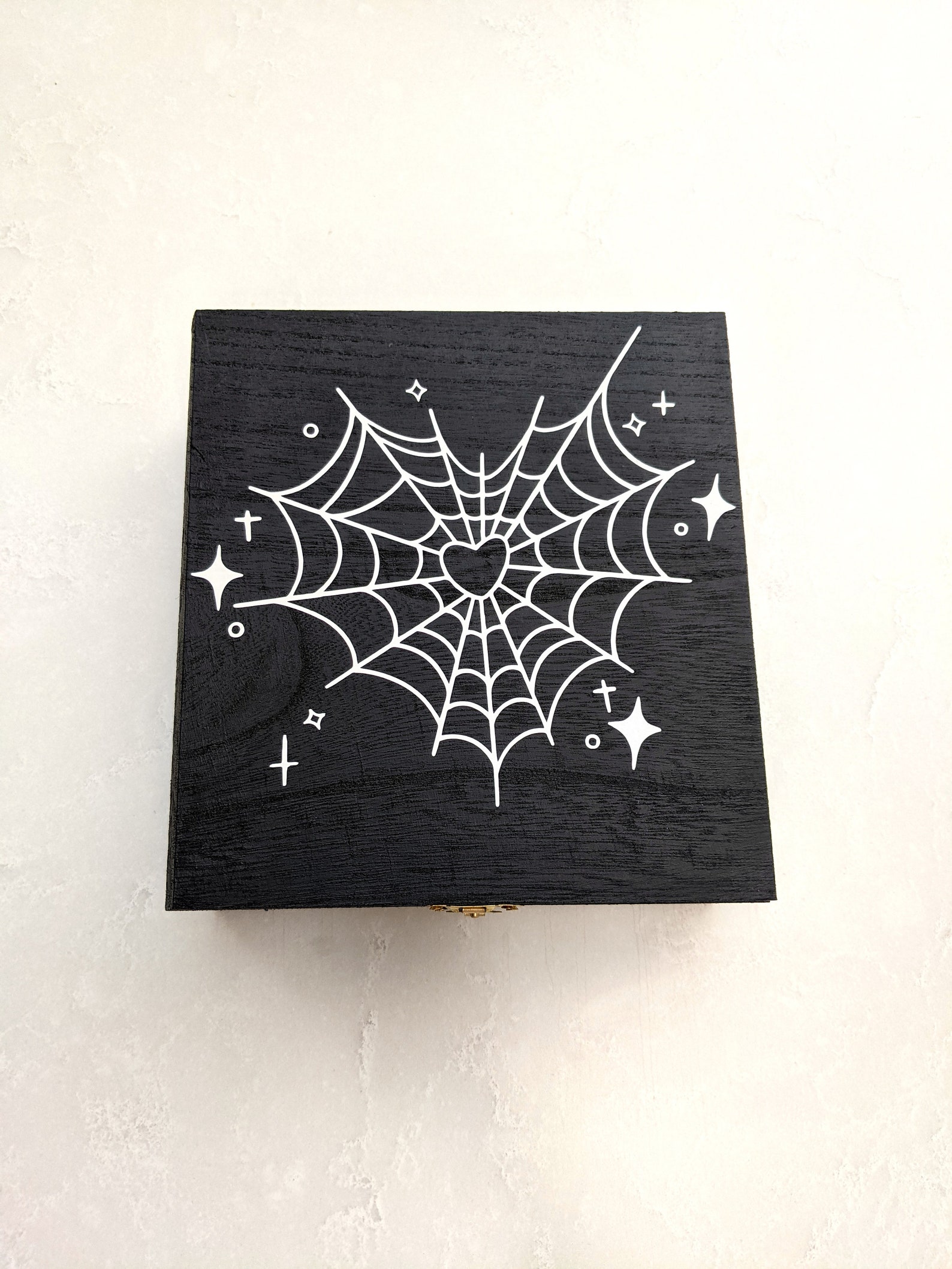 Spider Web Wood Box Halloween Decor Tarot Card Box Altar - Etsy