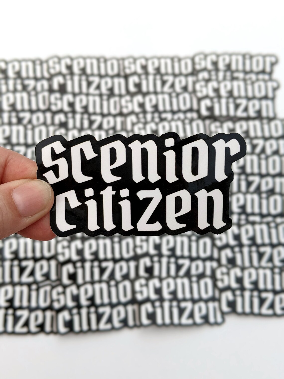 Scenior Citizen Vinyl Sticker Elder Emo Sticker Emo Vinyl - Etsy