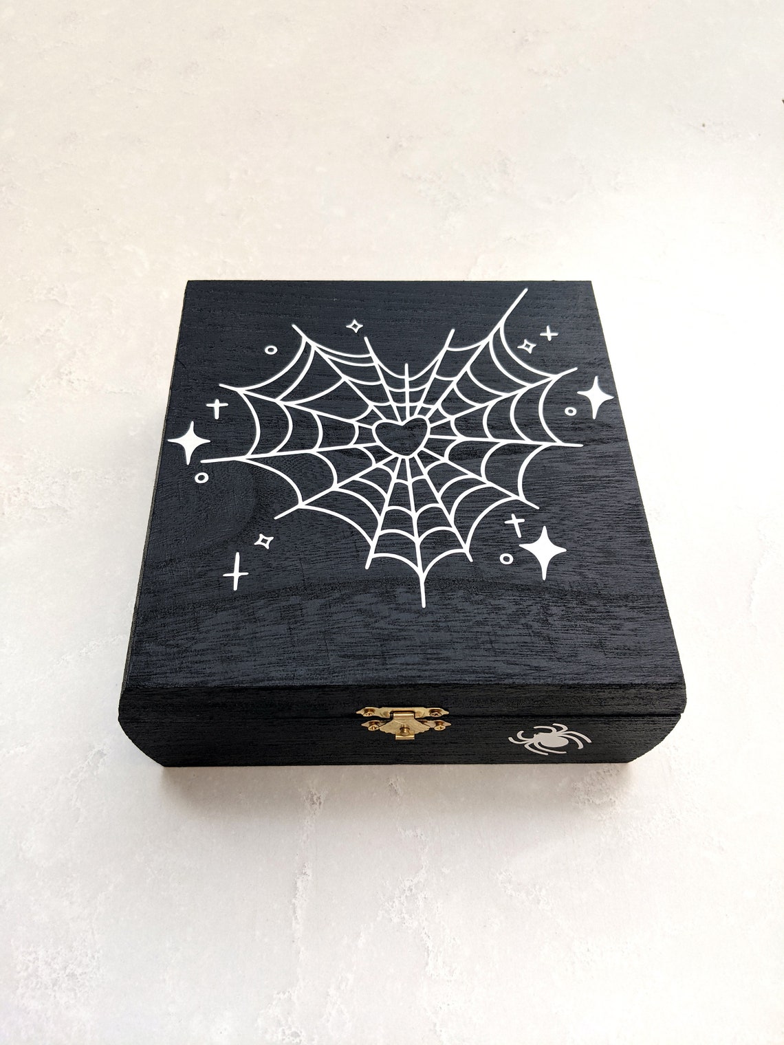 Spider Web Wood Box Halloween Decor Tarot Card Box Altar - Etsy