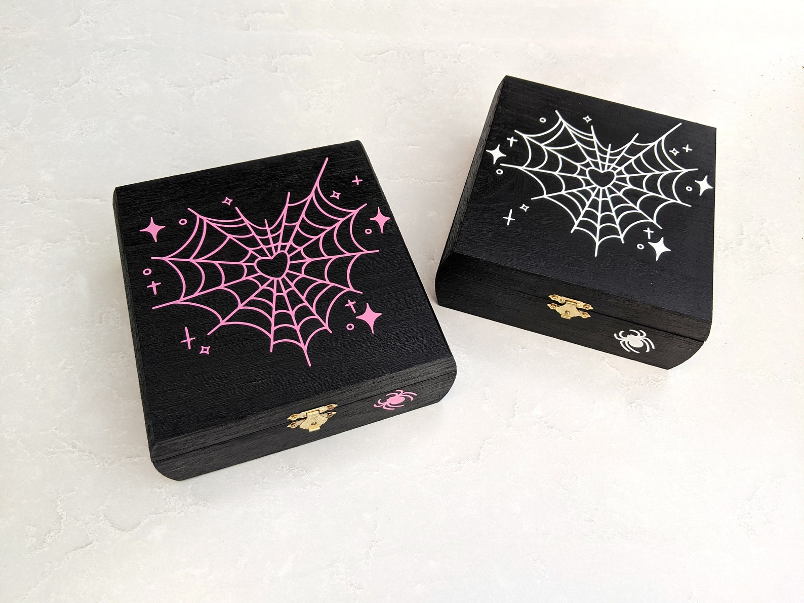 Spider Web Wood Box Halloween Decor Tarot Card Box Altar - Etsy