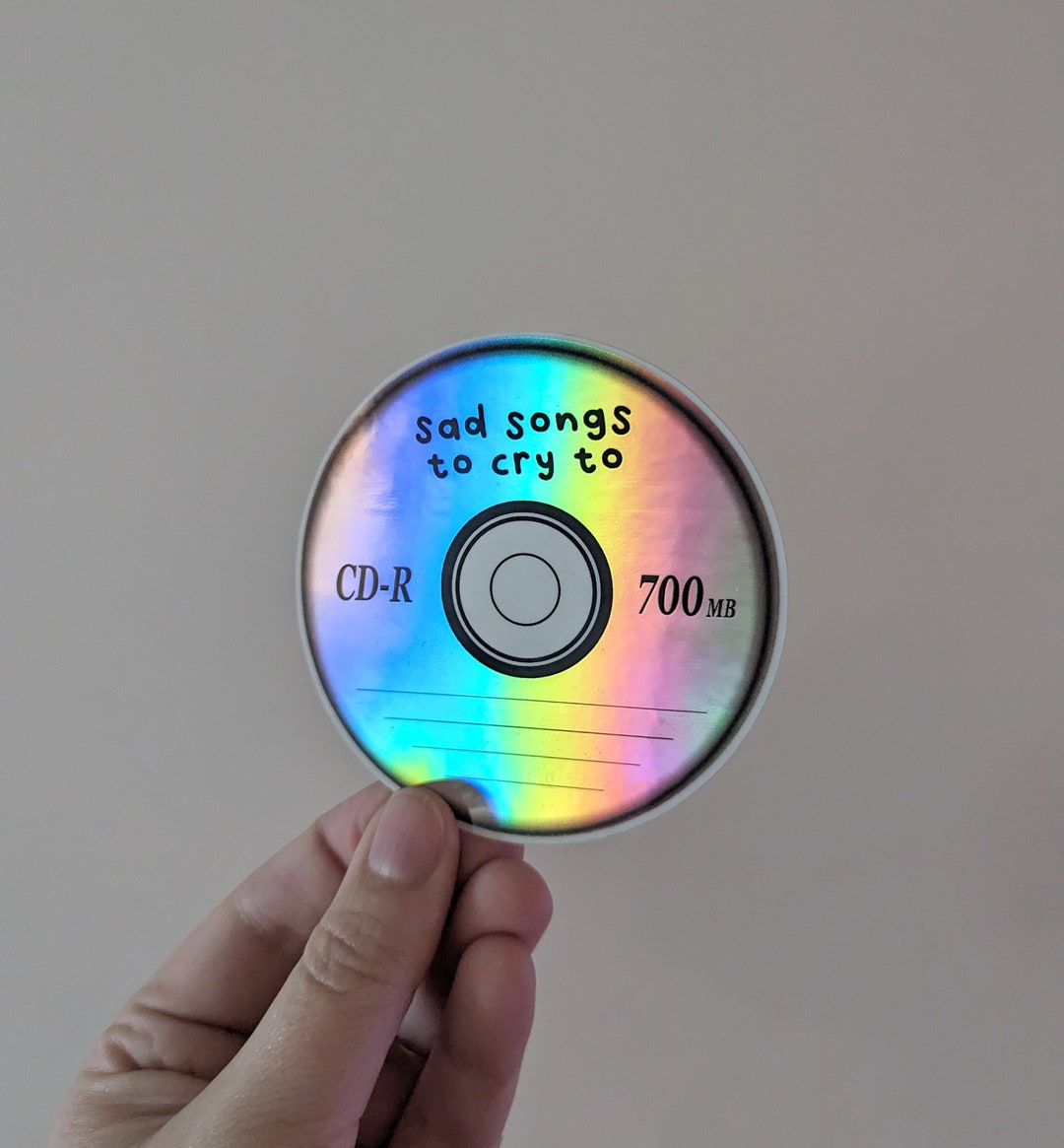 Sad Songs Sticker for Car, Holographic CD Playlist Sticker, Elder Emo ...