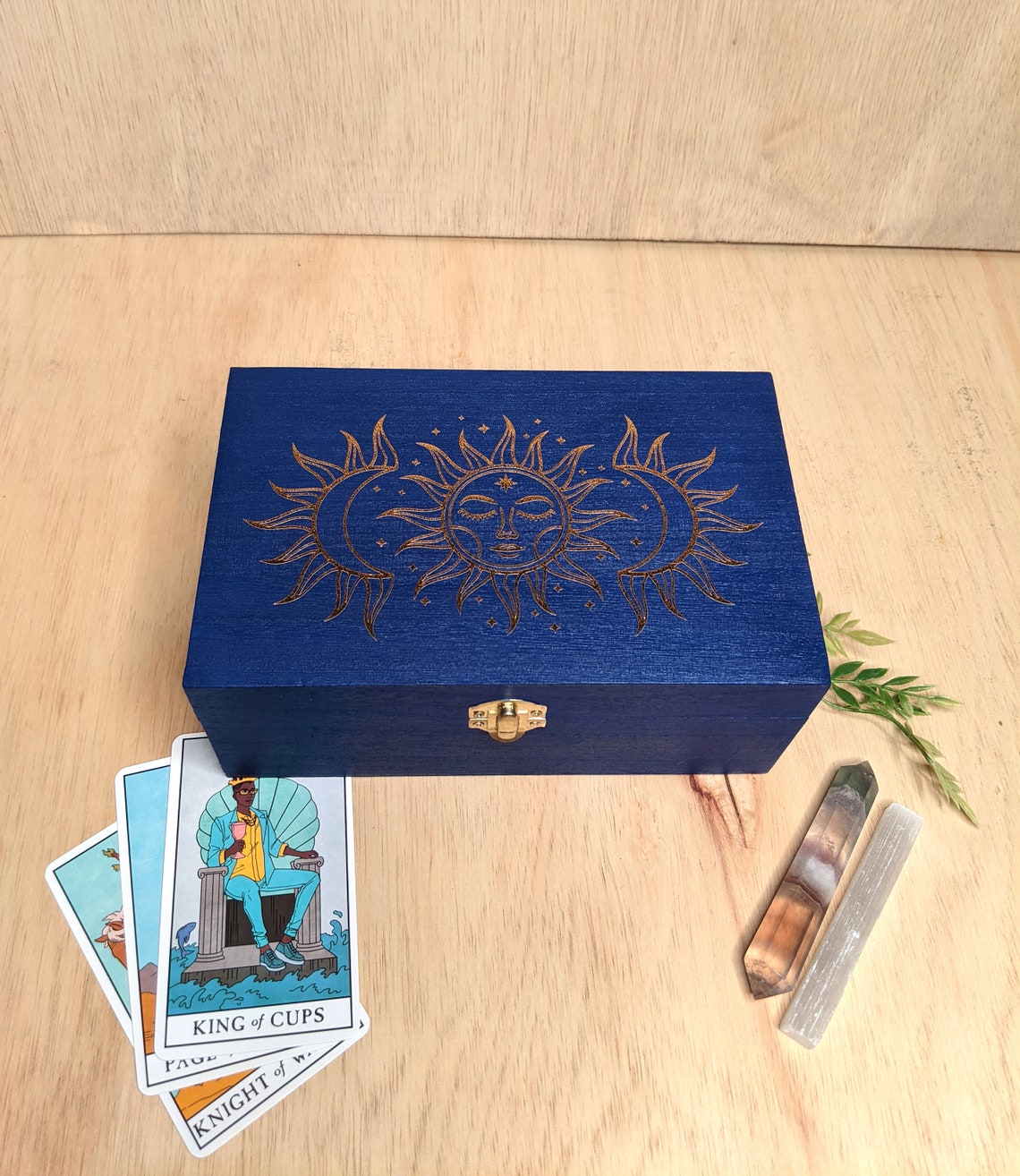 Boho Sun and Moon Box Tarot Card Box Wooden Jewelry Box - Etsy