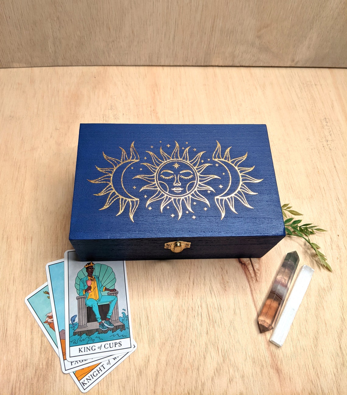 Boho Sun and Moon Box Tarot Card Box Wooden Jewelry Box - Etsy