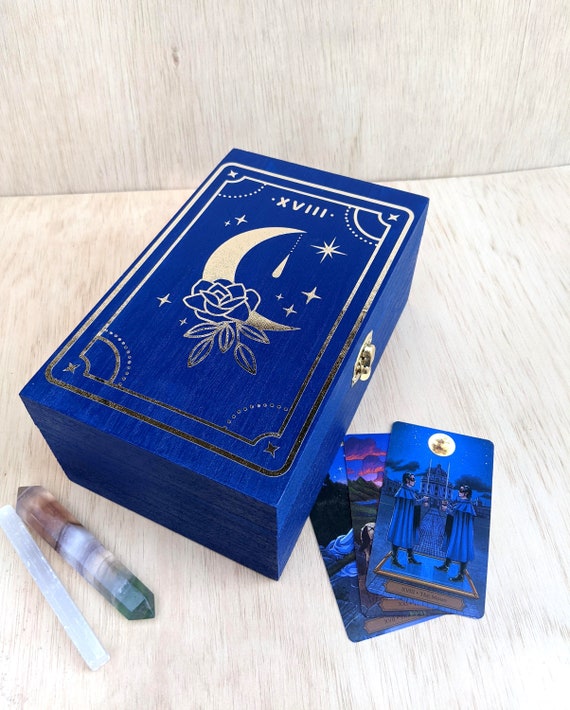 Tarot Card Box Wooden Moon Tarot Card Deck Holder Wood Box - Etsy