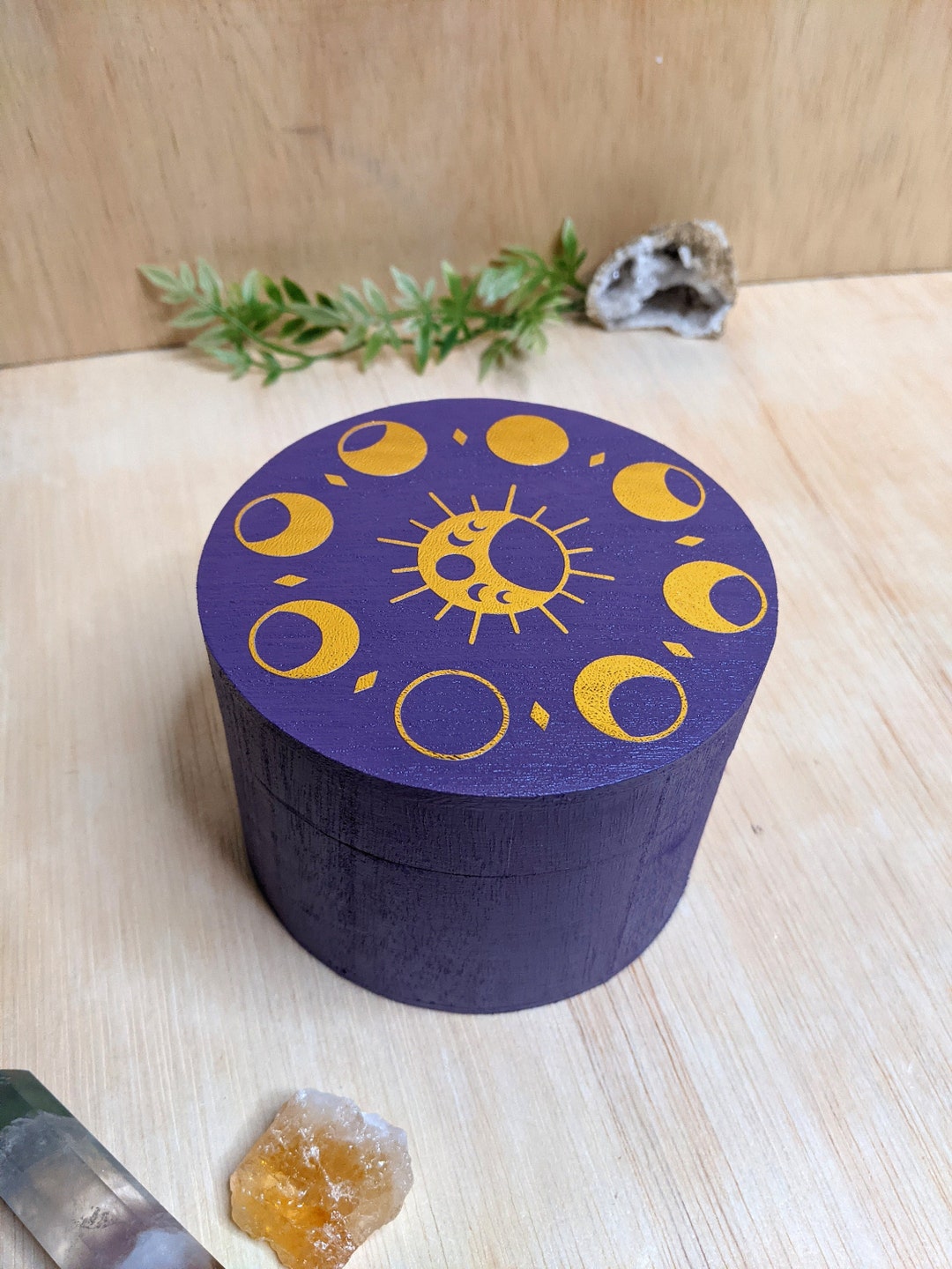 Moon Phase Wooden Box, Boho Moon Decor, Witch Stashbox, Altar Storage ...