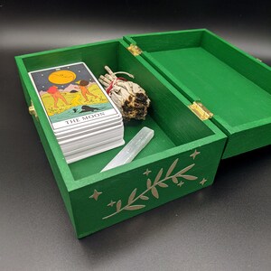 MOON PHASE Wood Box, Tarot Card Box, Altar Storage, Crescent Moon Art ...