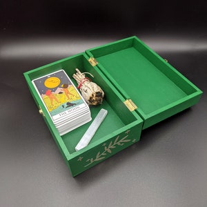 MOON PHASE Wood Box, Tarot Card Box, Altar Storage, Crescent Moon Art ...