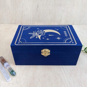 Tarot Card Box Wooden, Moon Tarot Card Deck Holder, Wood Box for ...