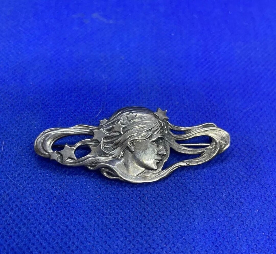 Art . Deco Style Brooch / Solid Silver Brooch / Flapper Brooch re:40e ...