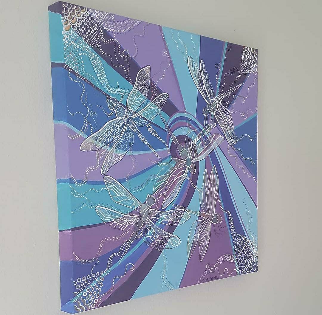 Dragonfly Acrylic Painting Dragonflies Dot Art Original | Etsy