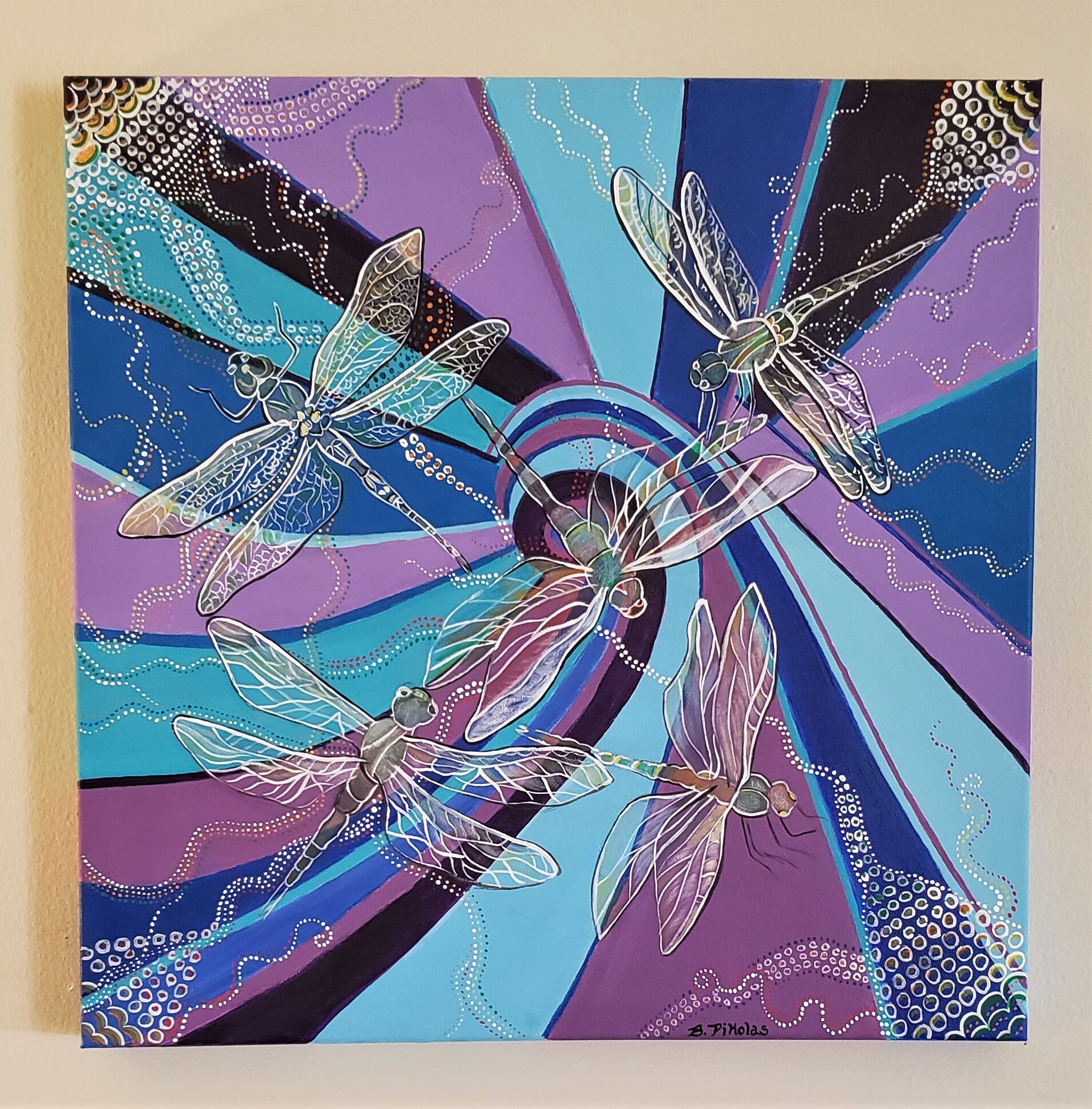 Dragonfly Acrylic Painting, Dragonflies, Dot Art, Original Artwork ...