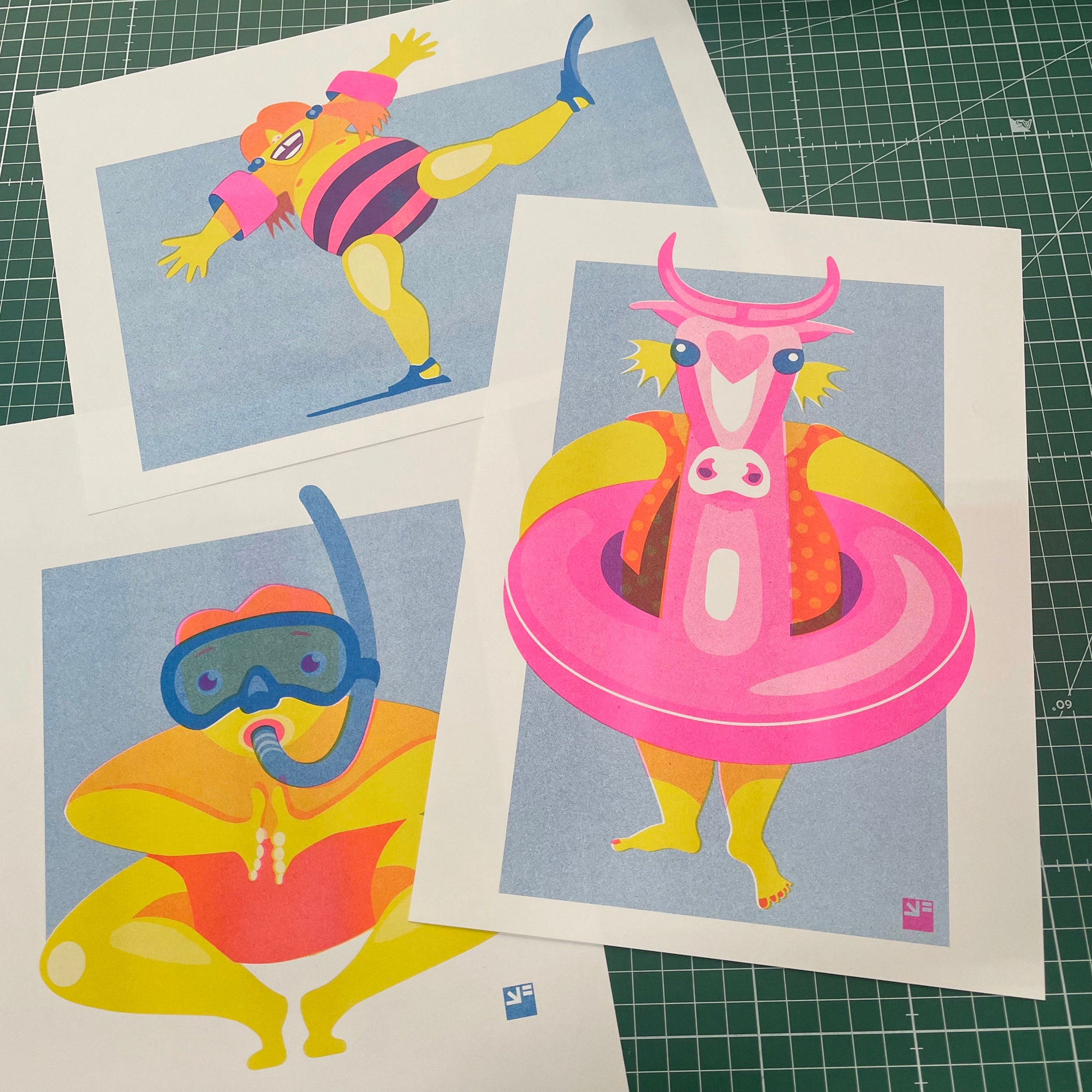 A4 Risograph Print Test Dive, From the Series at the Beach - Etsy