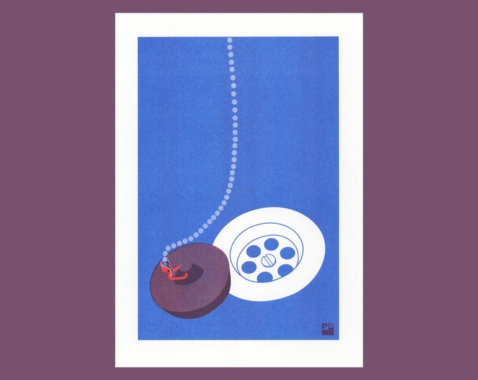 A4 Risograph Print Sink, From the Extra Ordinary Series | 2 Color Riso ...