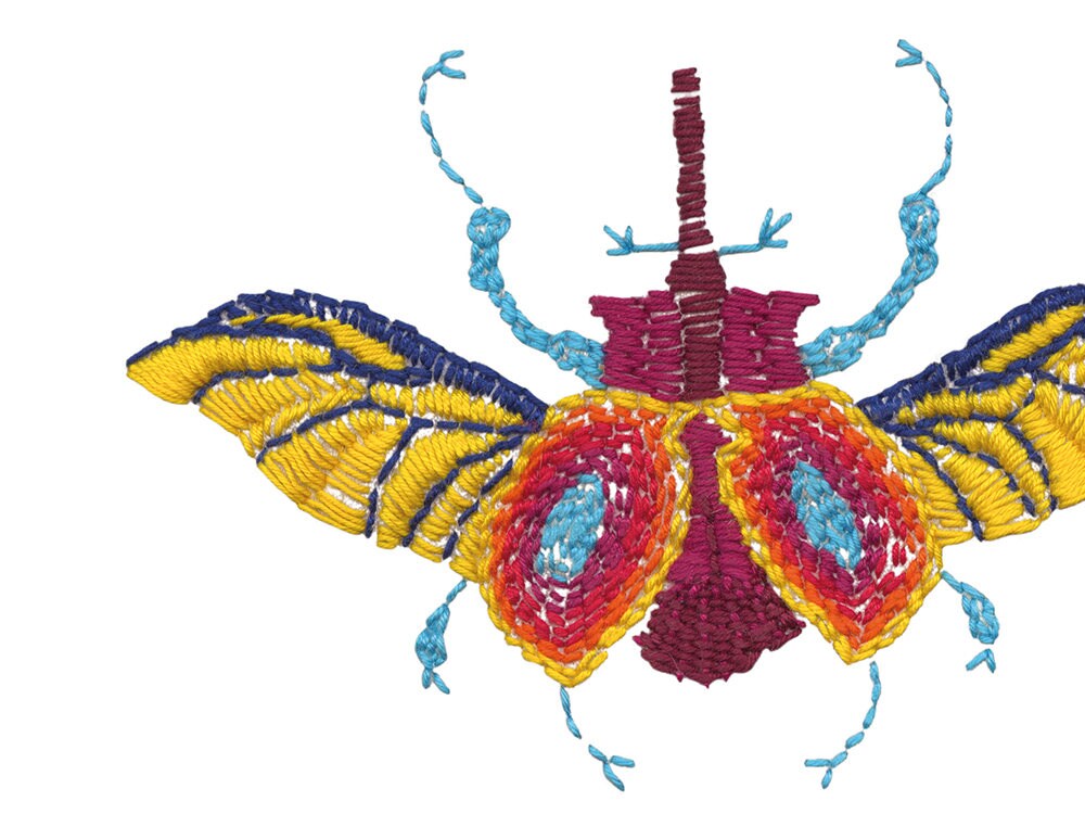 Canvas Poster Stitches Bugs, Wall Art, Print of Embroidery, Embroidered ...