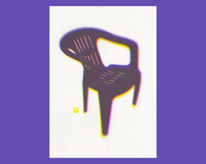 A4 Risograph Print / Monobloc Halftone Pattern / 3 Color Riso Print on ...