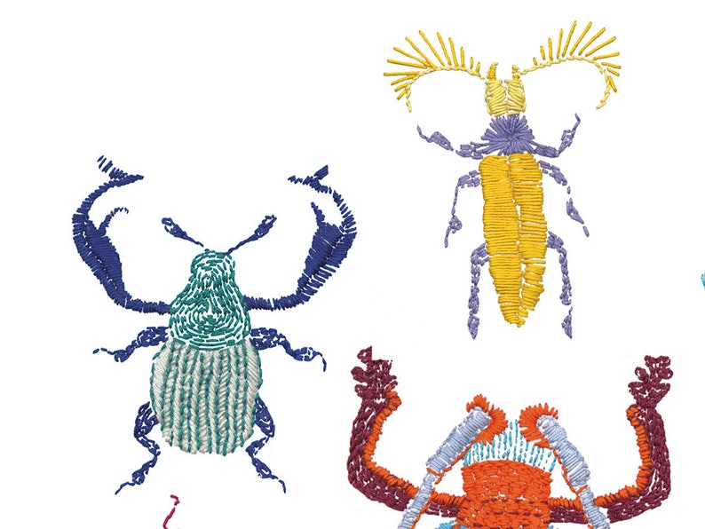 Canvas Poster Stitches Bugs, Wall Art, Print of Embroidery, Embroidered ...