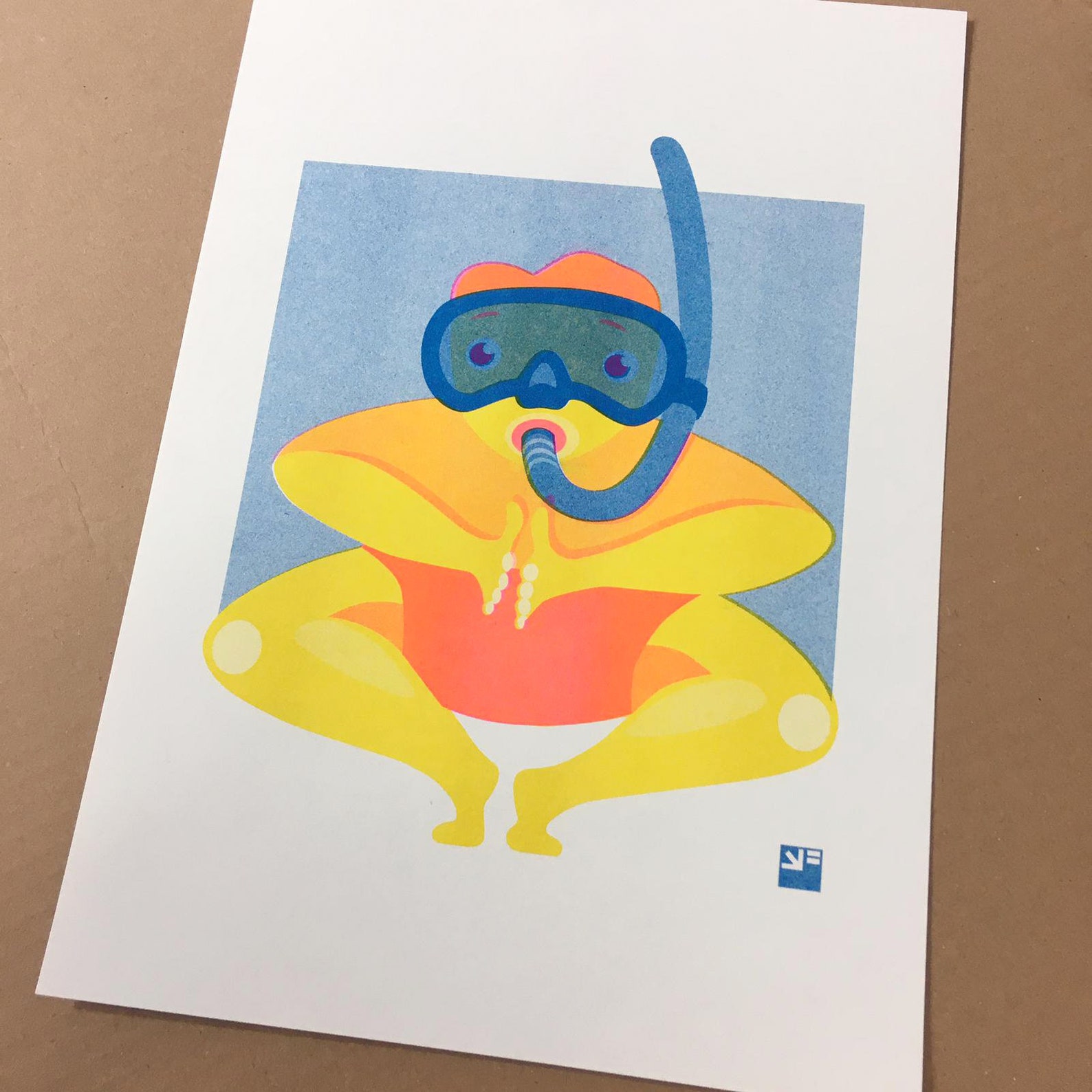 A4 Risograph Print Test Dive, From the Series at the Beach - Etsy