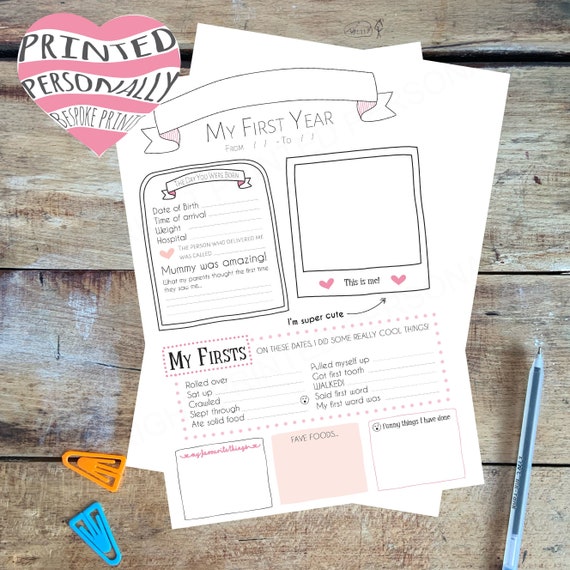 First Year Baby's Milestones Baby Keepsake Journal My | Etsy