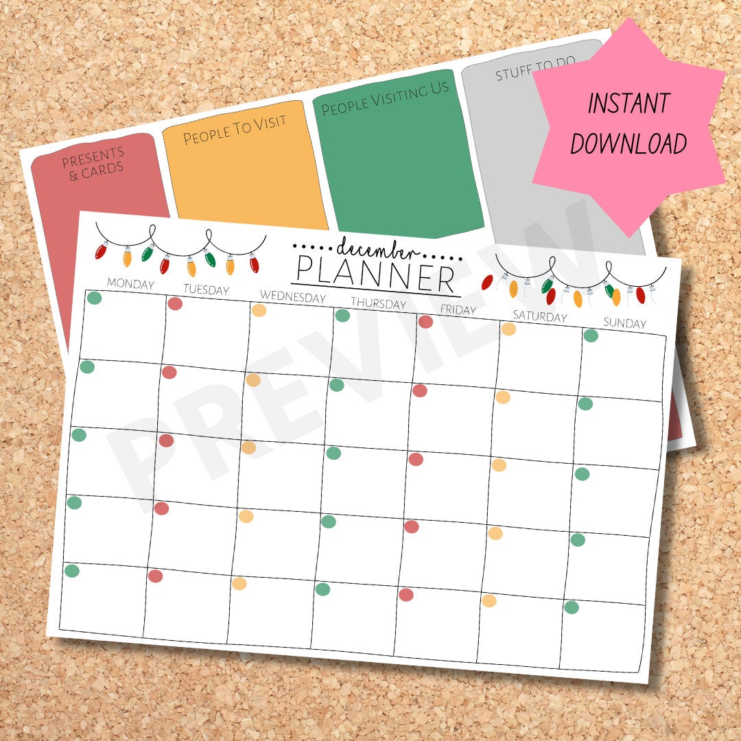 December Planner - A4 Planner - Christmas Organiser - - ADHD Planner ...