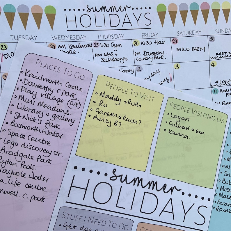 Summer Planner - A4 Planner - Summer Holidays Organiser - Printable ...