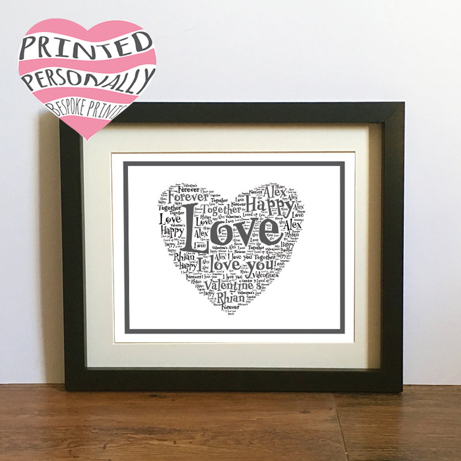 Personalised Heart Shaped Word Cloud - Valentine's Day Gift ...