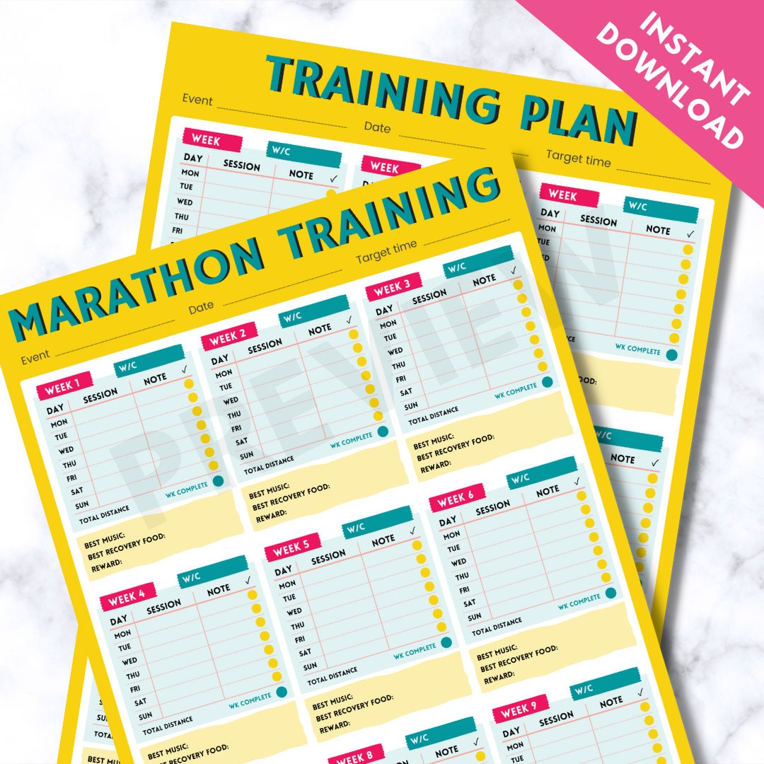 Marathon Training Plan | Running Training Plan | Blank Marathon ...
