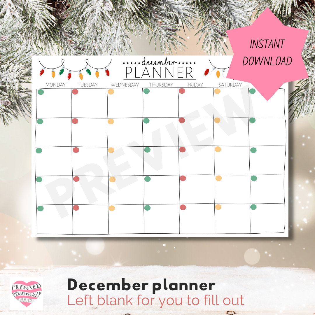 December Planner - A4 Planner - Christmas Organiser - - ADHD Planner ...