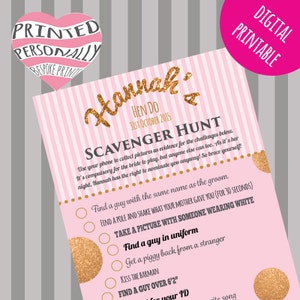 Personalised Hen Party Game - Scavenger Hunt - Printable Hen Do Game ...
