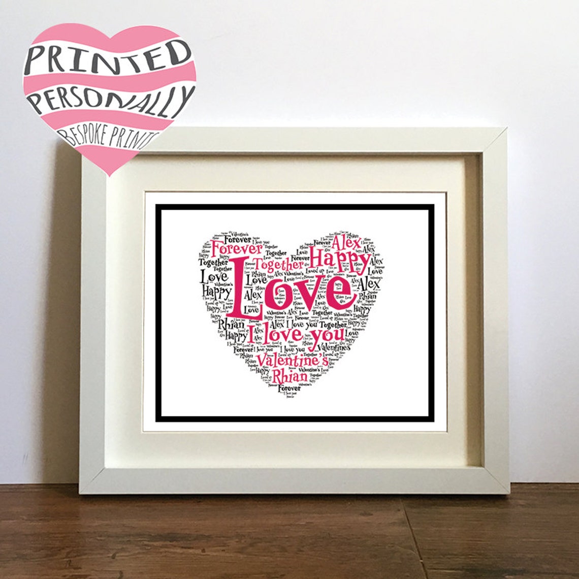 Personalised Heart Shaped Word Cloud - Valentine's Day Gift ...