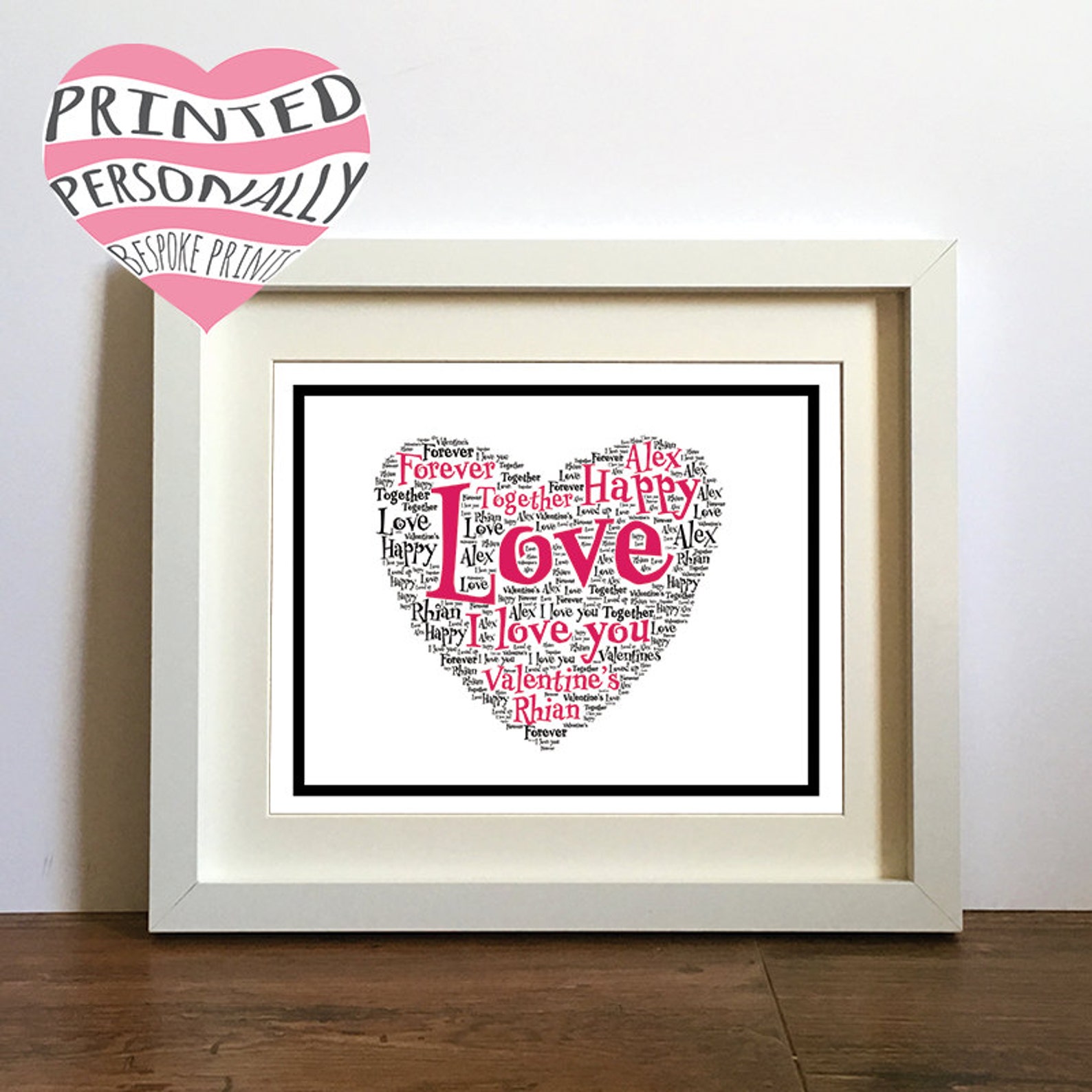 Personalised Heart Shaped Word Cloud - Valentine's Day Gift ...