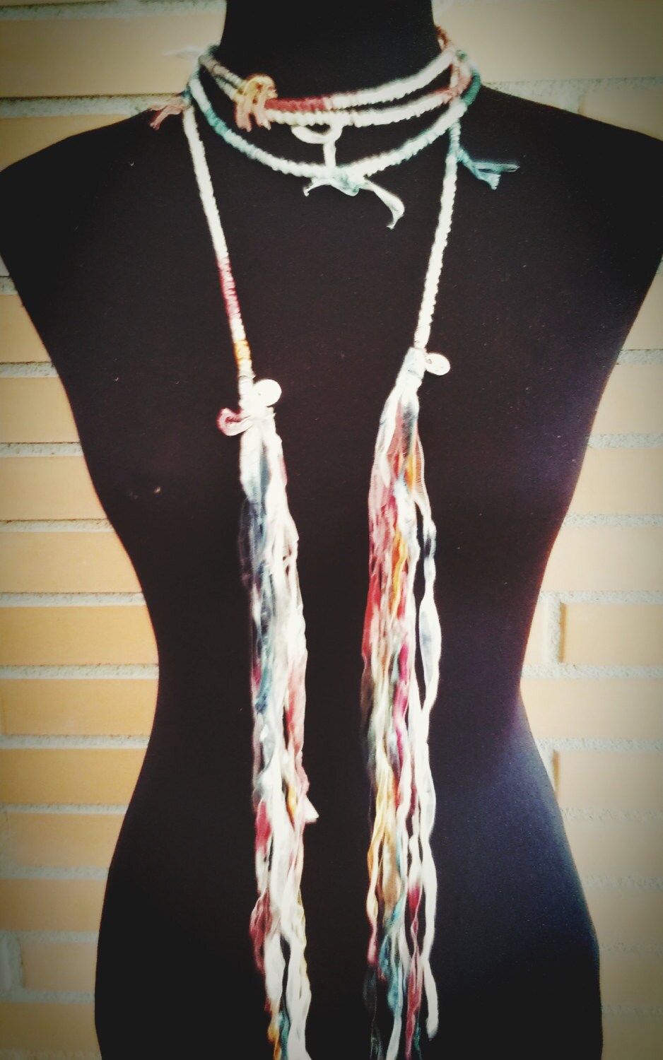 LONG SILK NECKLACE- Original Fabric Necklace-handmade- Boho-chic ...