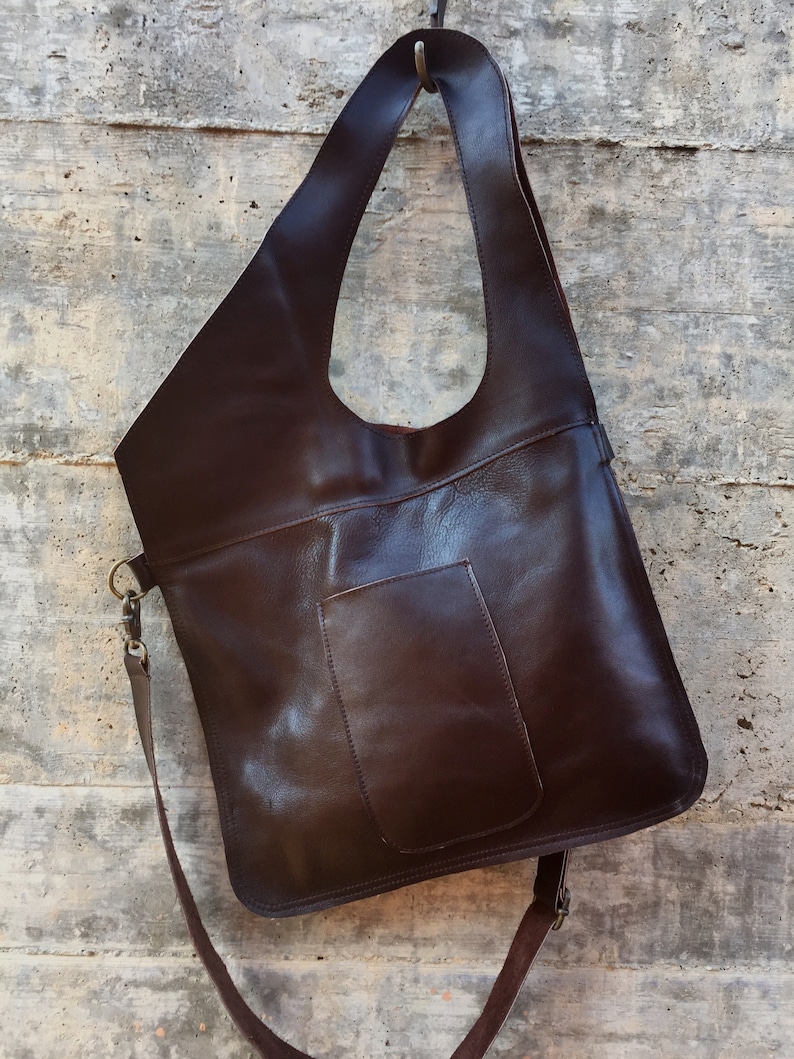 ORIGINAL FLAT HANDBAG- Minimalist Leather Bag-tote Leather Bag ...