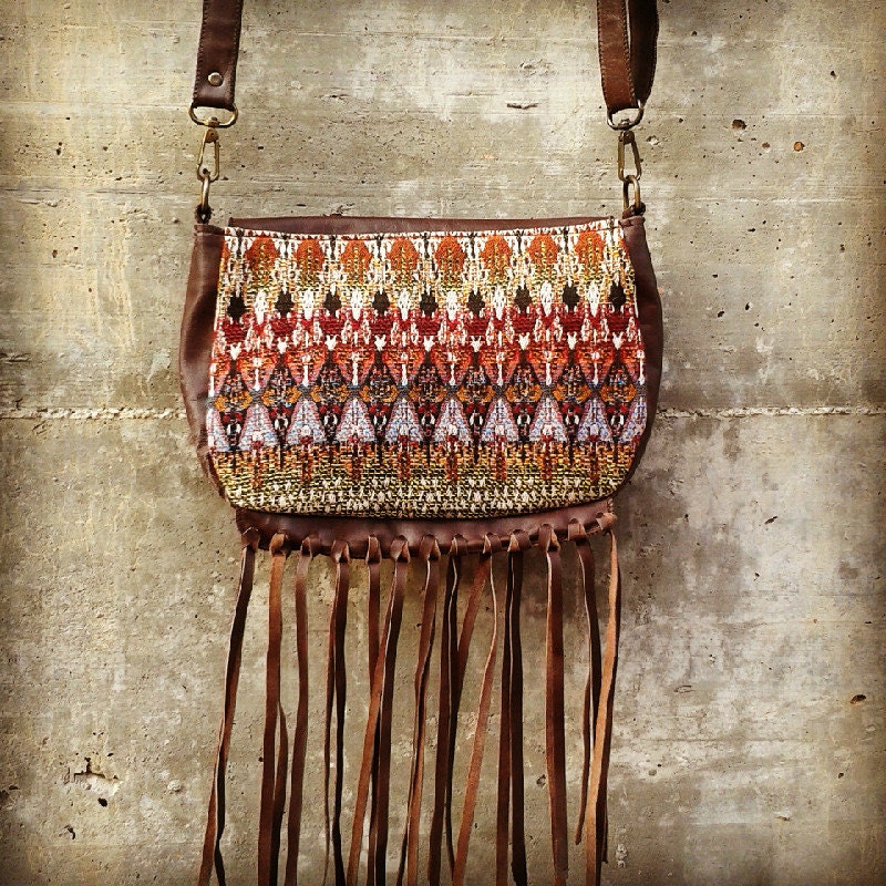 FRINGED BOHO BAG- Ethnic Messenger Bag- Boho-chic Small Bag- Hippy ...
