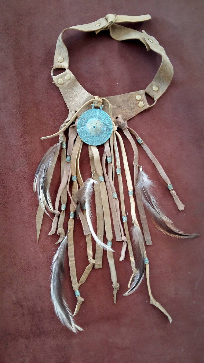 COUNTRY BOHO NECKLACE- Cowgirl Jewelry- Fringe Leather Collar ...