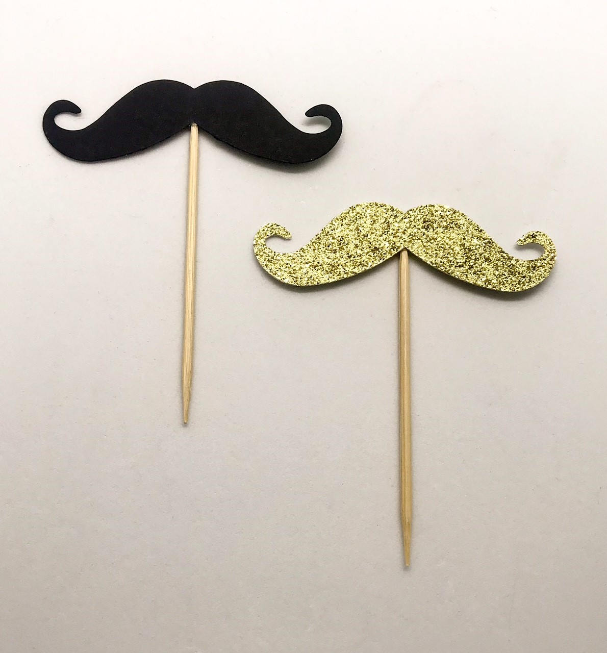 Black and Glitter Gold Mustache & Bowtie Cupcake Toppers - Set of 12 ...