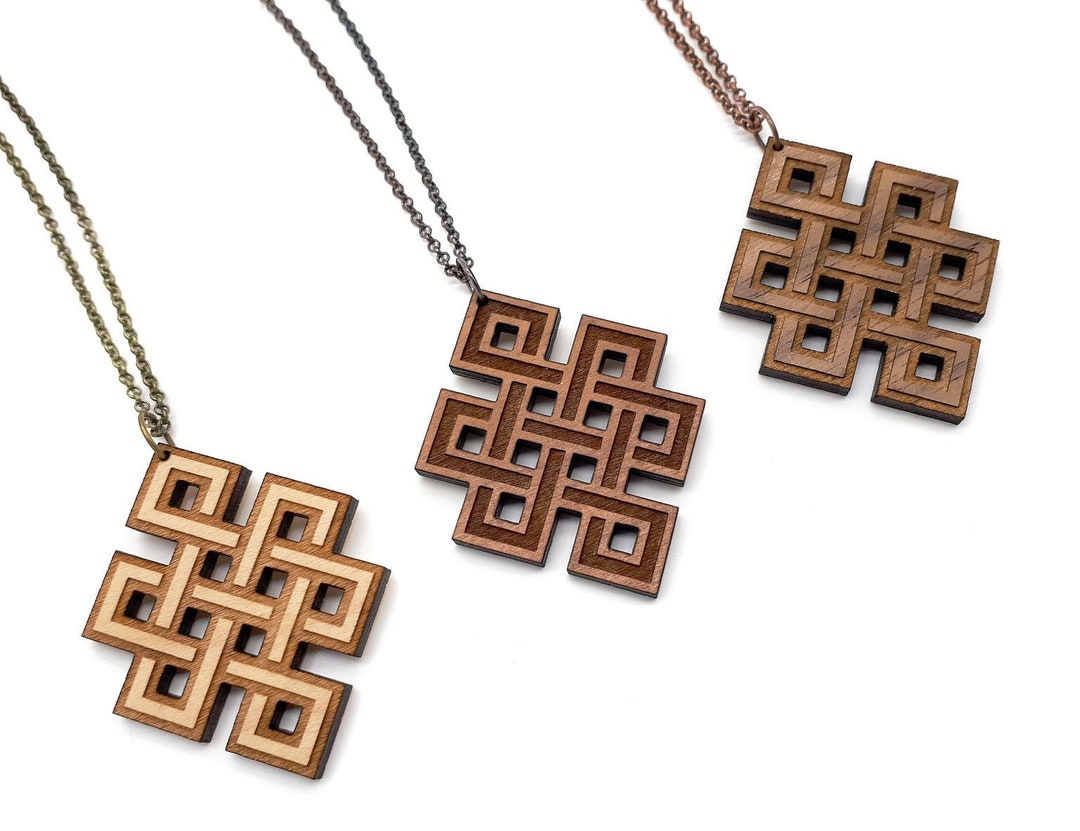 Wooden Buddha Necklace. Buddhist Symbol. Geometric Pattern, Graphic ...