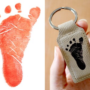 Keychain With Your Footprint or Baby Hand Engraved on Leather - Etsy