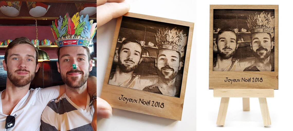 Your Photo Engraved and Laser Cut on Wood With or Without Message ...