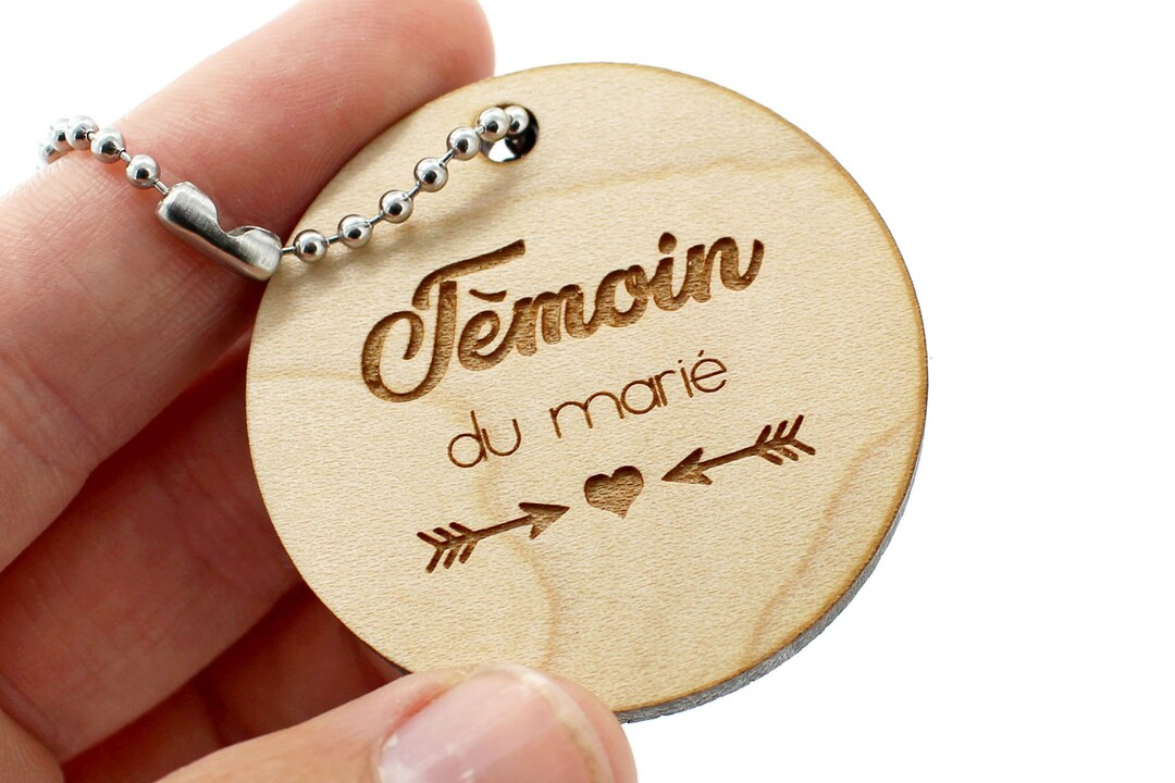 Key Ring Witness of the Married. Small Original Laser Engraved Wooden ...