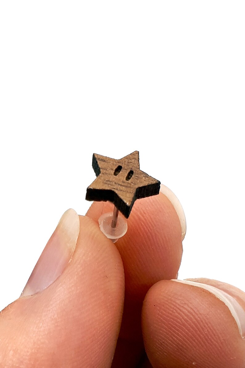 Mario Star Jewel Video Game Character. Earrings Wooden - Etsy