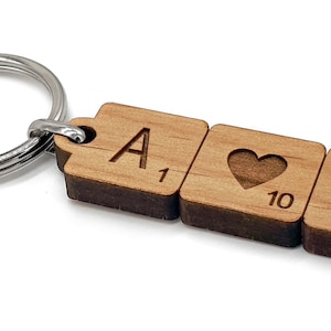 Customizable Scrabble Keyring I LOVE YOU. Cute Romantic Wooden Gift for ...
