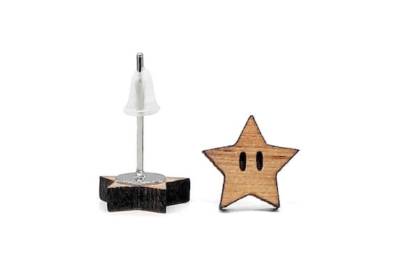 Mario Star Jewel Video Game Character. Earrings Chips or | Etsy