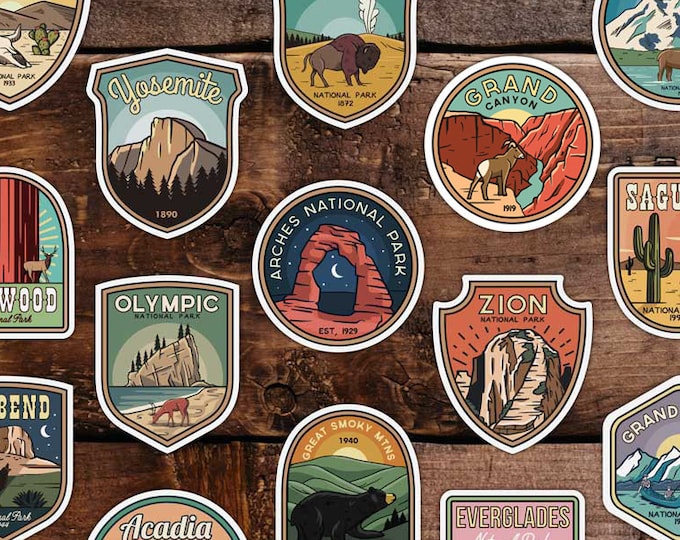 National Park Stickers, GET 3, 6, 10, 20, 30 or 63 Vinyls, Choose Your ...