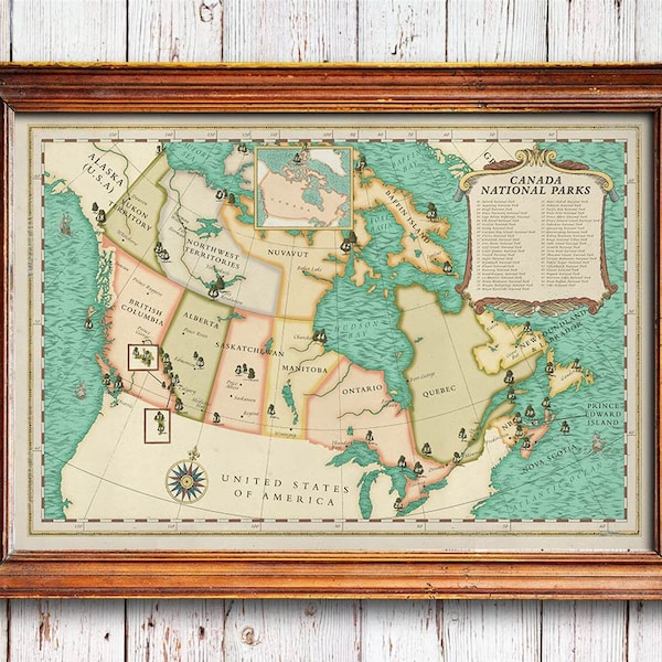 Vintage Canada Map - Etsy