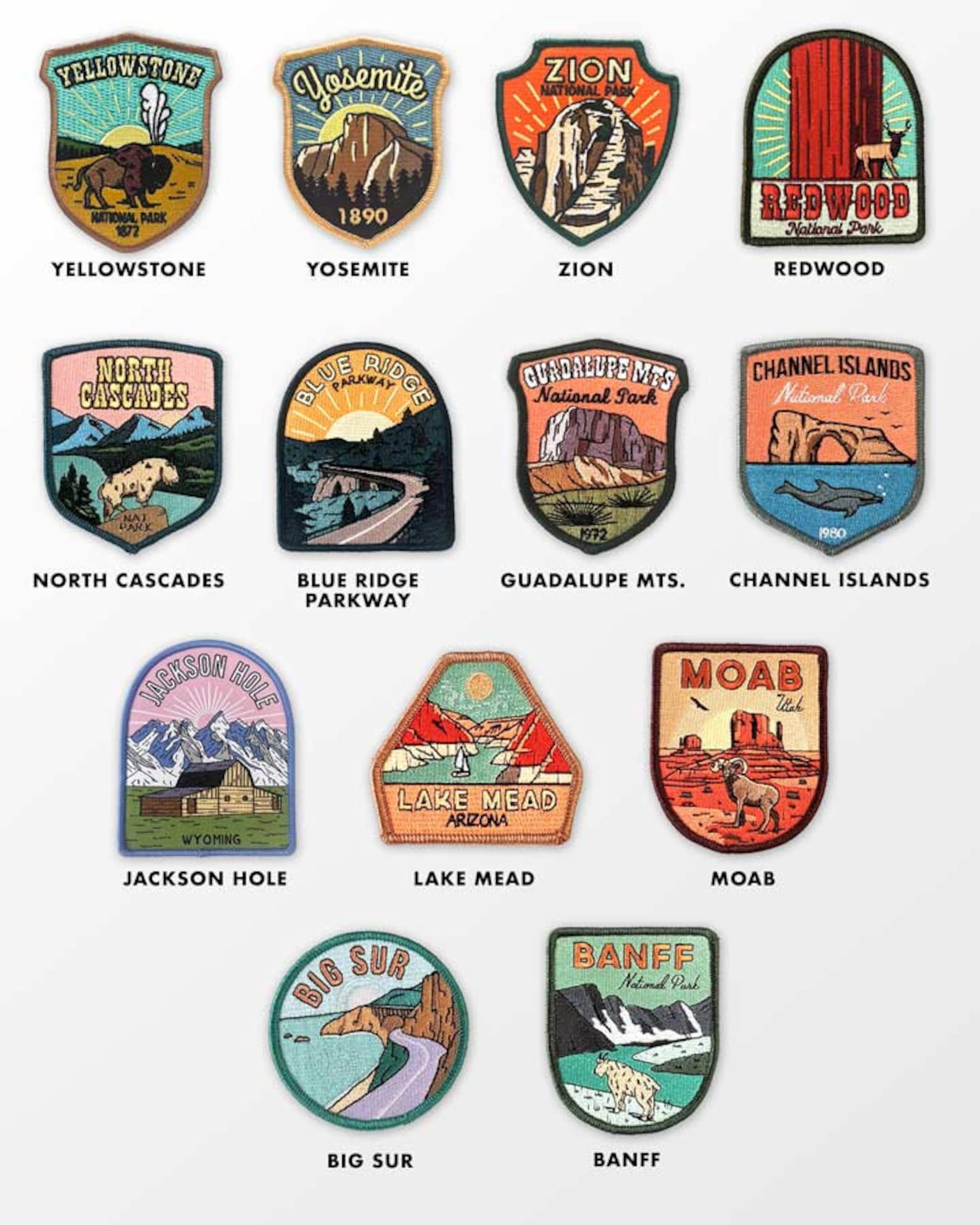 Embroidered Iron-on National Park Patches GET 5 10 20 30 - Etsy