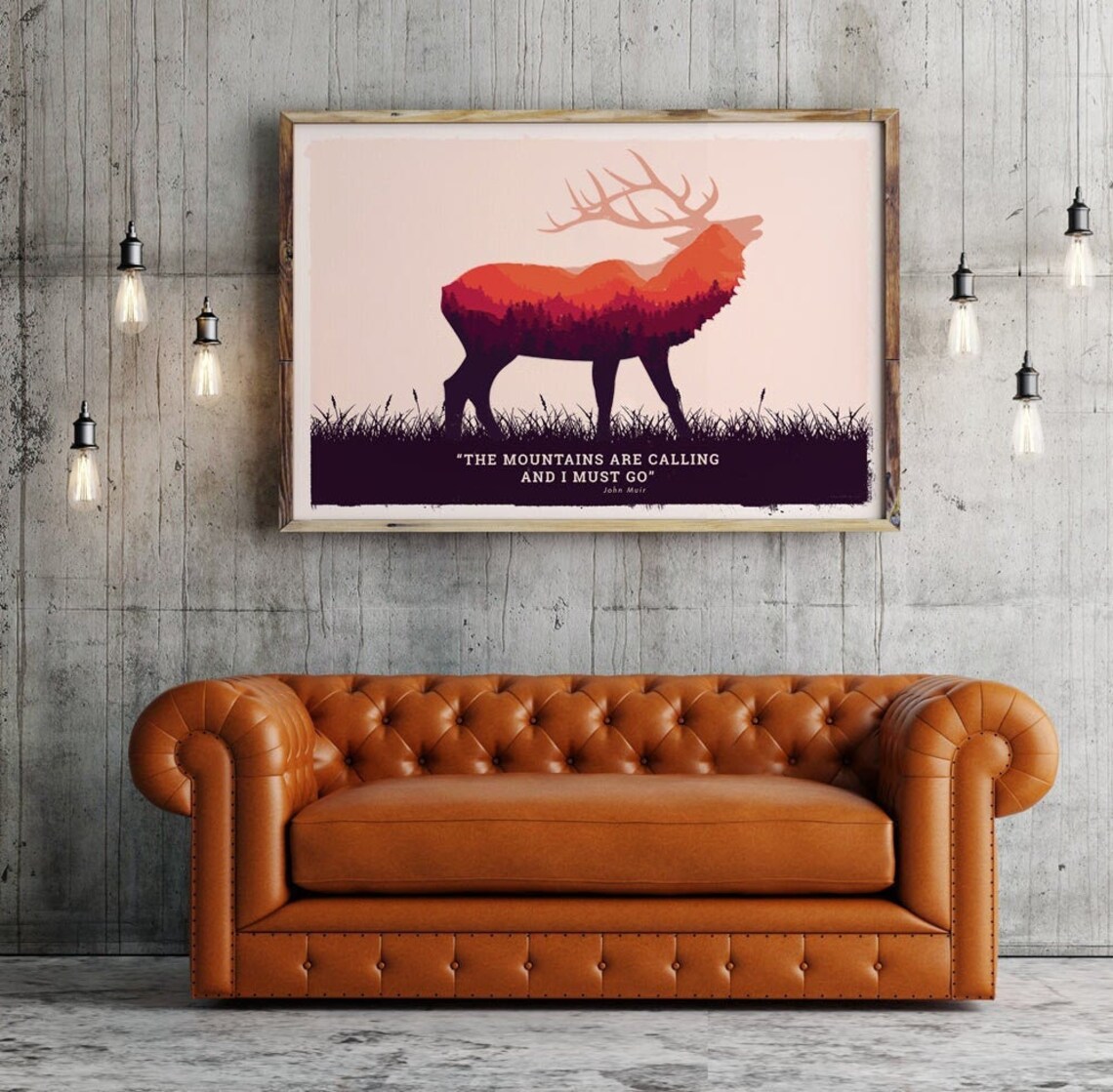Elk Poster Elk Print Elk Art American Elk Poster American | Etsy